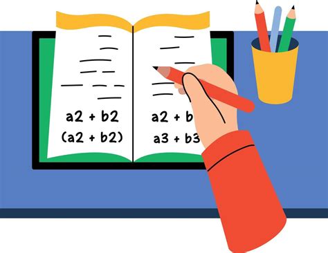 Hands Writing On A Math Notebook Flat Style Illustration 57023142