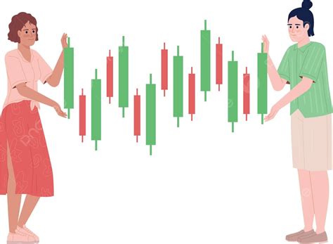 Vector Illustration Of Investors Using Candlestick Charts In A Flat