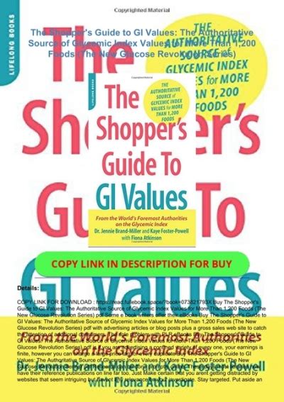Download Pdf⚡ The Shoppers Guide To Gi Values The Authoritative Source Of Glycemic Index