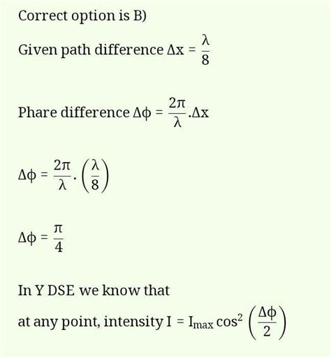 In A Youngs Double Slit Experiment The Path Difference At A Certain Point On The Screen