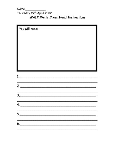 Instructions For Year 1 Teaching Resources