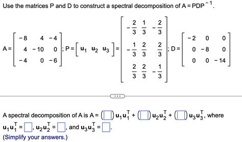 Solved Use The Matrices P And D To Construct A Spectral Chegg Com