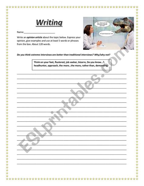 Writing Extreme Interview ESL Worksheet By Goccanada