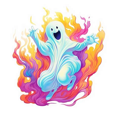 Premium Ai Image Happy Ghost Dancing On A White Background With