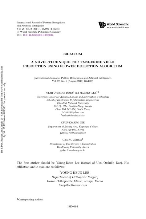 Pdf Erratum A Novel Technique For Tangerine Yield Prediction Using