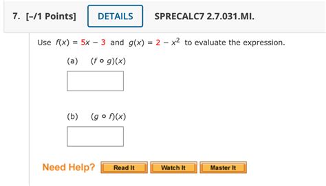 Solved Use F X 5x−3 And G X 2−x2 To Evaluate The