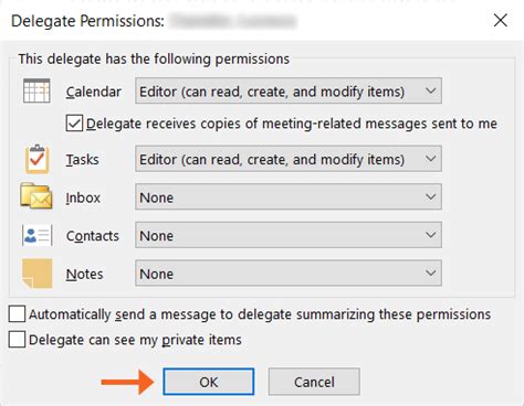 Outlook Granting Delegate Access
