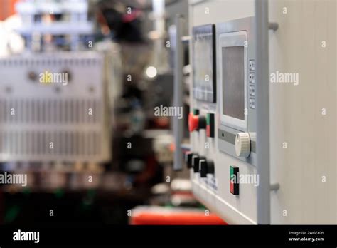 Control Panel Of Industrial Automated Equipment Selective Focus Stock