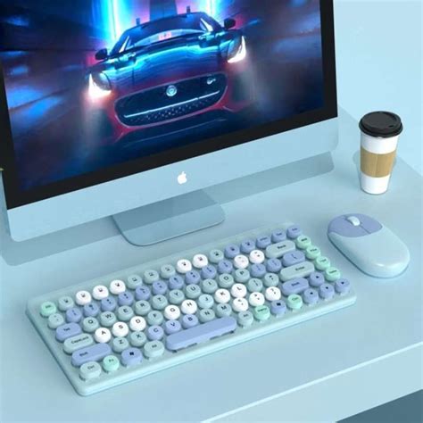 Promo Original Wireless Keyboard And Mouse Set Round Mixed Color Ghz Diskon Di Seller