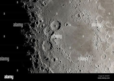 Moon Surface Close Up Detailed Lunar Craters On The Surface Of The