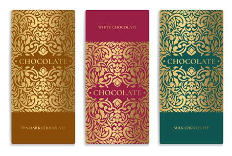 초콜릿 바의 녹색 빨간색 및 파란색 고급 포장 디자인 빈티지 벡터 장식 템플릿 우아하고 고전적인 황금 요소 음식 음료 및 기타 패키지 유형에 적합합니다 0명에 대한 스톡