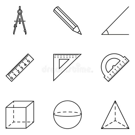 Geometry School Subject Icon Education And Science Discipline With Related Elements Flat Style