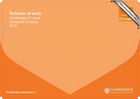 Scheme Of Work Cambridge O Level Computer Science