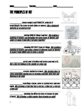 Elements And Principles Of Art Vocabulary Worksheet By ArtClassbyAns