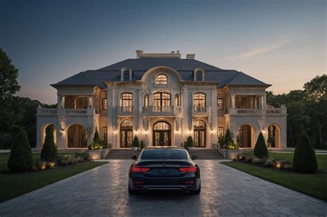 Premium Photo A Rendering Of A Large Mansion With A Car Parked In