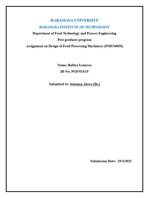 Assignment Of Machinery Design 1 Pdf Force Water