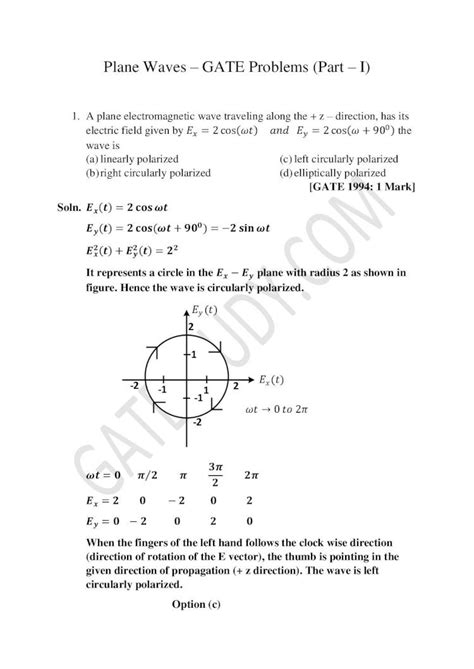 PDF Plane Waves GATE Problems Part I Free GATE ECE Waves GATE Problems Part I A