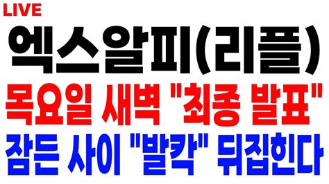 엑스알피 리플 코인 목요일 새벽 최종 발표 터지고 잠든 사이 발칵 뒤집힐 겁니다 엑스알피코인 리플코인 Xrp 엑스알피전망 리플전망 엑스알피분석