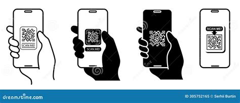 Phone Scanning Qr Code Via Mobile App Icon Vector Flat Cartoon