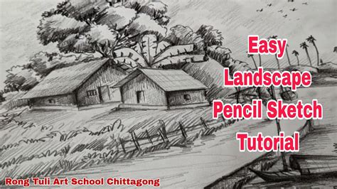 Easy Landscape Pencil Sketch Tutorial Pencil Sketch Landscape Youtube