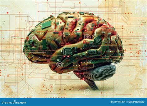 Digital Genius A Brain With Technological Elements Stock Image Image Of Technological