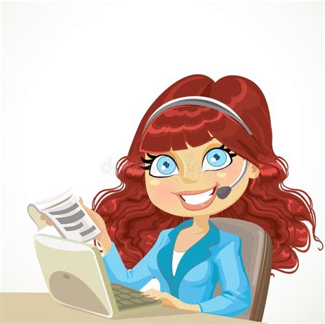 Schattig Meisje Neemt Je Bestellingen Via De Telefoon En Het Internet Stock Illustratie