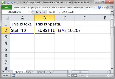 SUBSTITUTE Function Change Specific Text Within A Cell In Excel TeachExcel Com