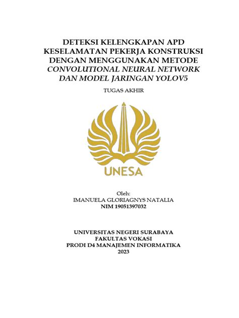 Deteksi Kelengkapan Apd Pekerja Konstruksi Menggunakan Metode Cnn Dan Yolov5 Pdf
