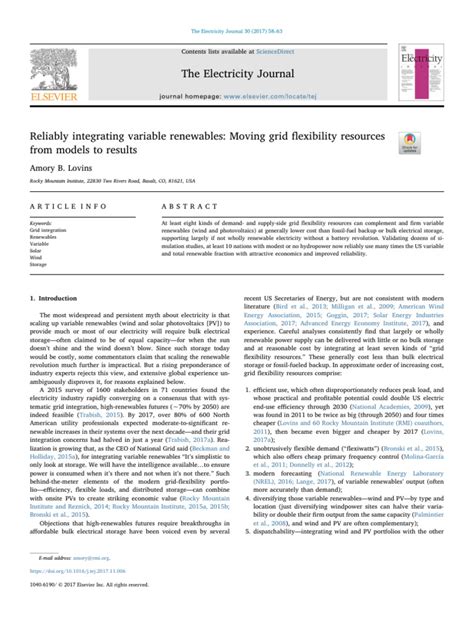 Reliably Integrating Variable Renewables Moving Grid Flexibility