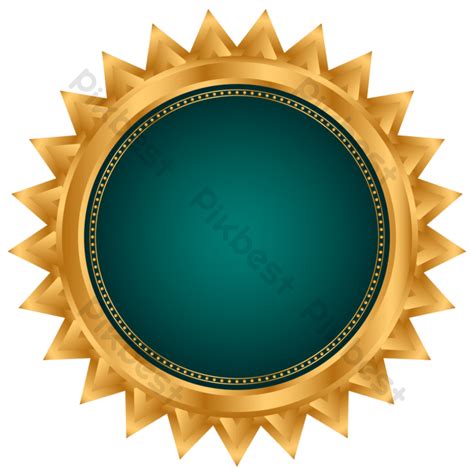 Golden Circle Frame Text Box With Gold Award Ribbon Icon Anniversary