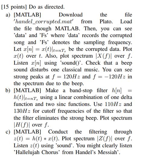 Solved [15 ﻿points] ﻿do As Directed A [matlab] ﻿download