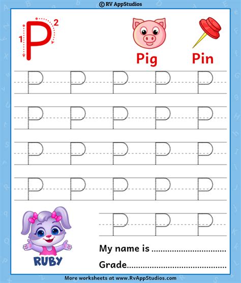 Capital Letter P Tracing Worksheet Trace Uppercase Letter P