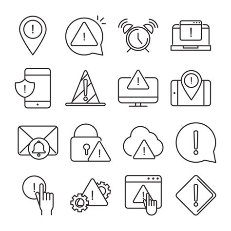 Alert Attention Danger Exclamation Mark Precaution Line Style Design Icons Set 2614147 Vector