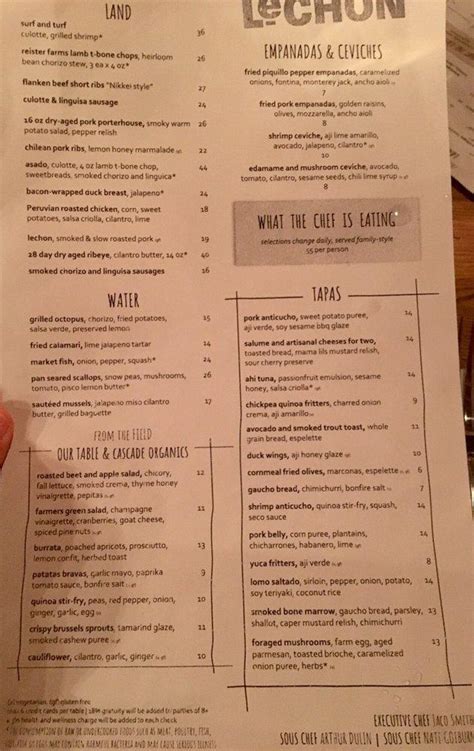Menu At Lechon Pub And Bar Portland