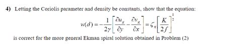 Letting The Coriolis Parameter And Density Be