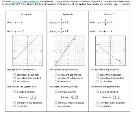 Solved For Each System Of Linear Equations Shown Below