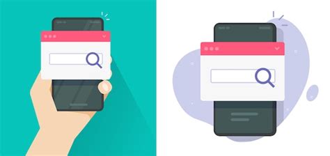 스마트폰에서 모바일 휴대폰 검색 엔진 또는 웹 정보 찾기로 인터넷 브라우저에서 앱 검색 프리미엄 벡터