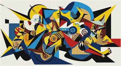 Abstract Artwork Featuring A Dynamic Composition Of Geometric Shapes And Vivid Stock