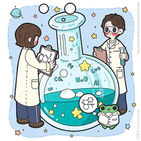 简笔画化学填色插画 花瓣网