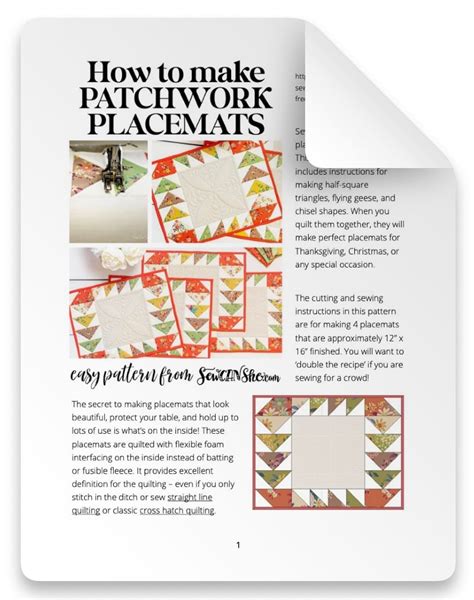 Patchwork Placemats Sewing Pattern