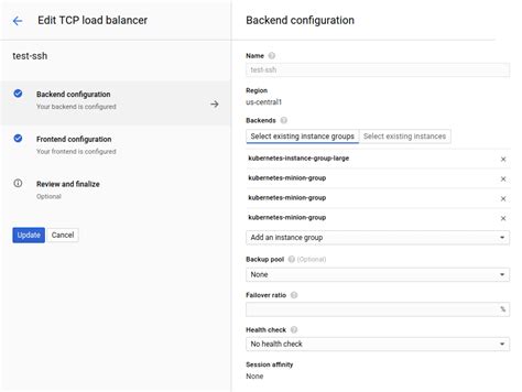 kubernetes how to specify multiple backends for tcp load balancer