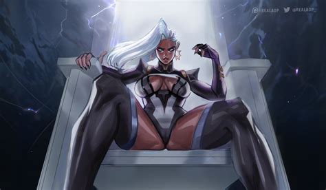 Rule 34 Dark Skinned Female Earrings Female Glowing Eyes Grey Hair Legs Apart Leotard