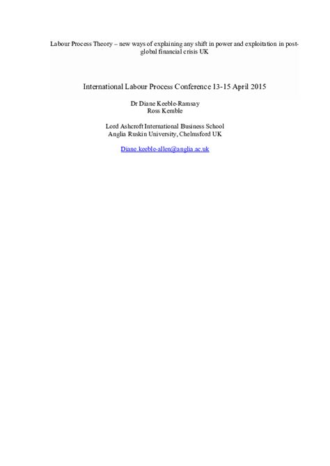 Labour Process Theory New Ways Of Explaining Any Shift In Power And