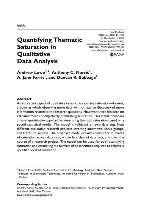 Pdf Quantifying Thematic Saturation In Qualitative Data Analysis