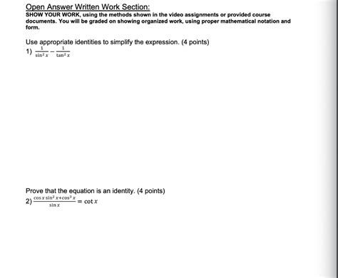 Solved 1 Use Appropriate Identities To Simplify The