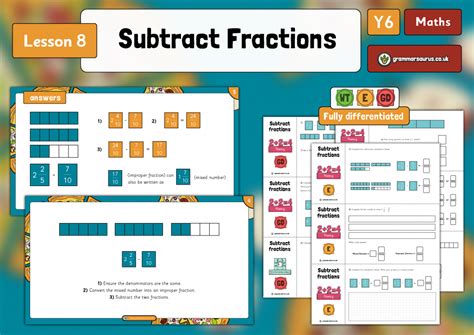 Year 6 Fractions Subtract Fractions Lesson 8 Grammarsaurus