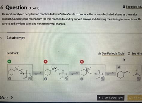 Solved 6 Question 1 Point This Acid Catalyzed Dehydration