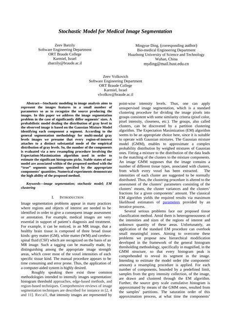 Pdf Stochastic Model For Medical Image Segmentation