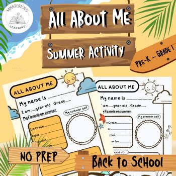 Back To School All About Me Worksheets Summer Icebreaker Activity