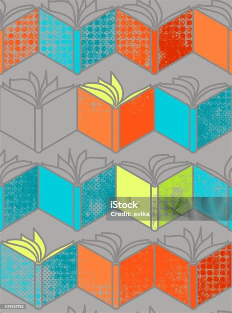 오렌지와 완벽 한 패턴입니다 회색 배경에 라임 및 블루 오픈 책 책에 대한 스톡 벡터 아트 및 기타 이미지 책 패턴 추상적인 Istock